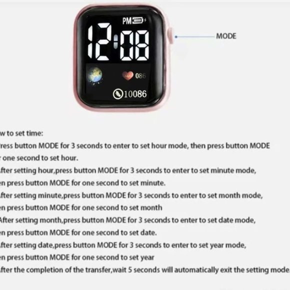 Rohs | Other | Nib Rohs Digital Led Watch Large Face Silicone Band ...